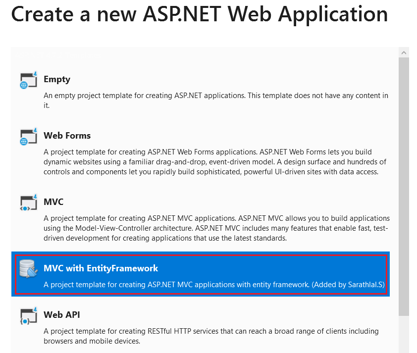 Easily Create A Custom Project Template For MVC With Entity Framework